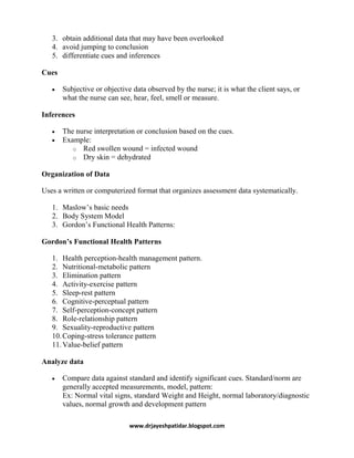 Assessment – first step in the nursing process | PDF