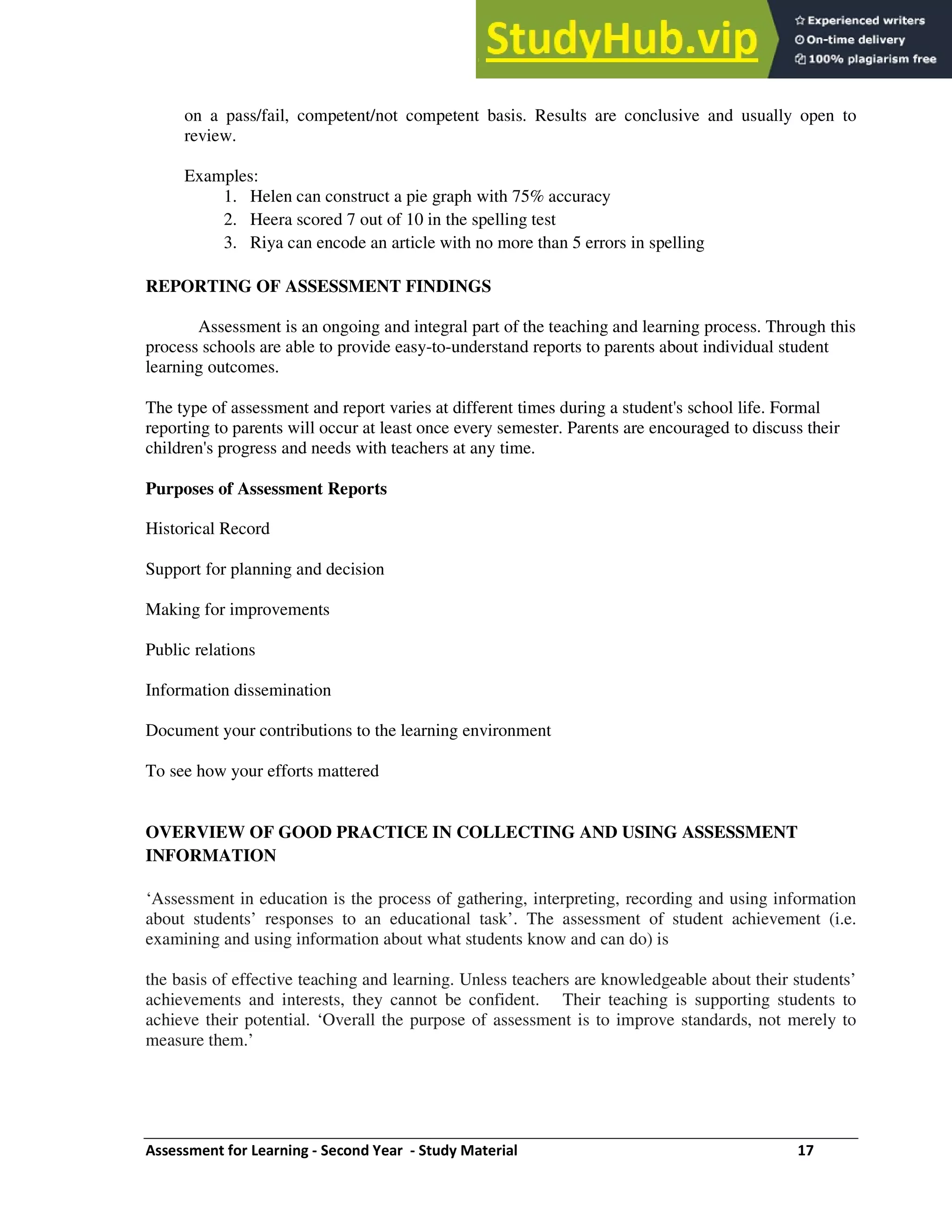 Assessment For Learning -Second Year -Study Material TAMIL NADU ...