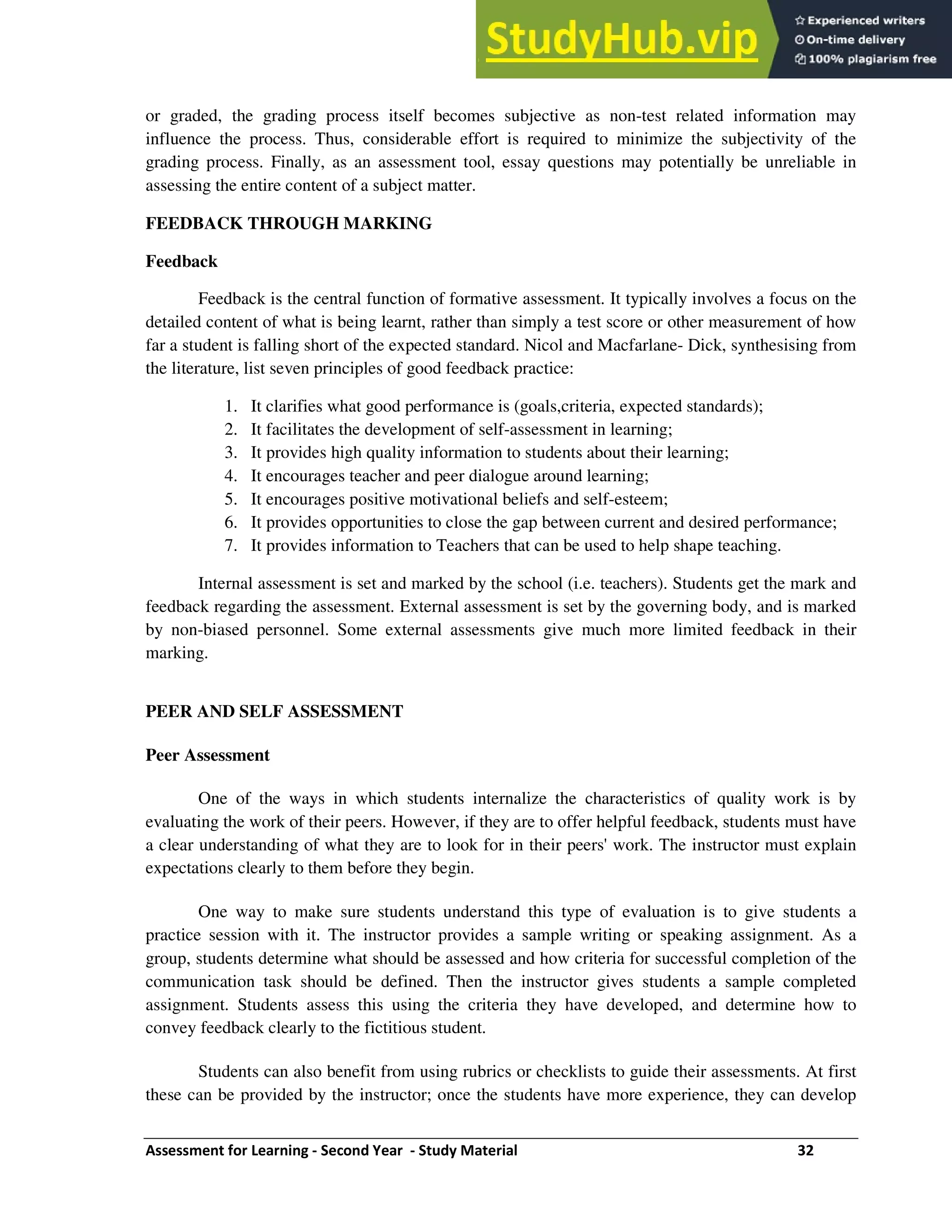 Assessment For Learning -Second Year -Study Material TAMIL NADU ...