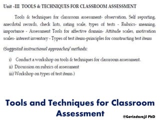 Tools and Techniques of Classroom Assessment | PDF