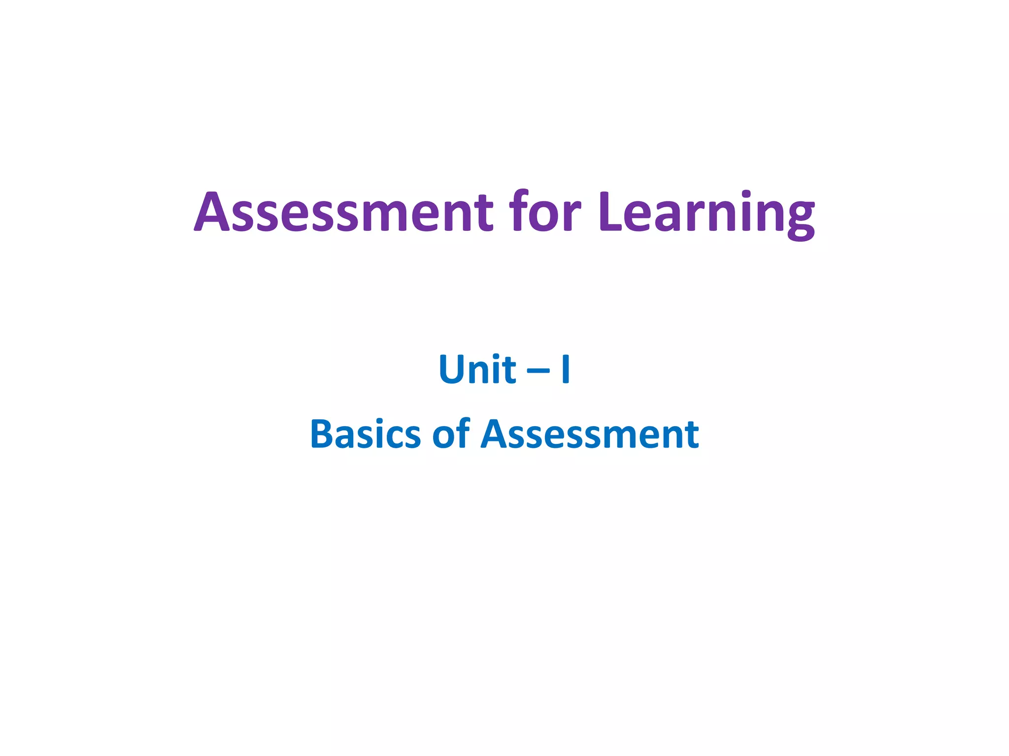 Basics of Assessment | PPTX