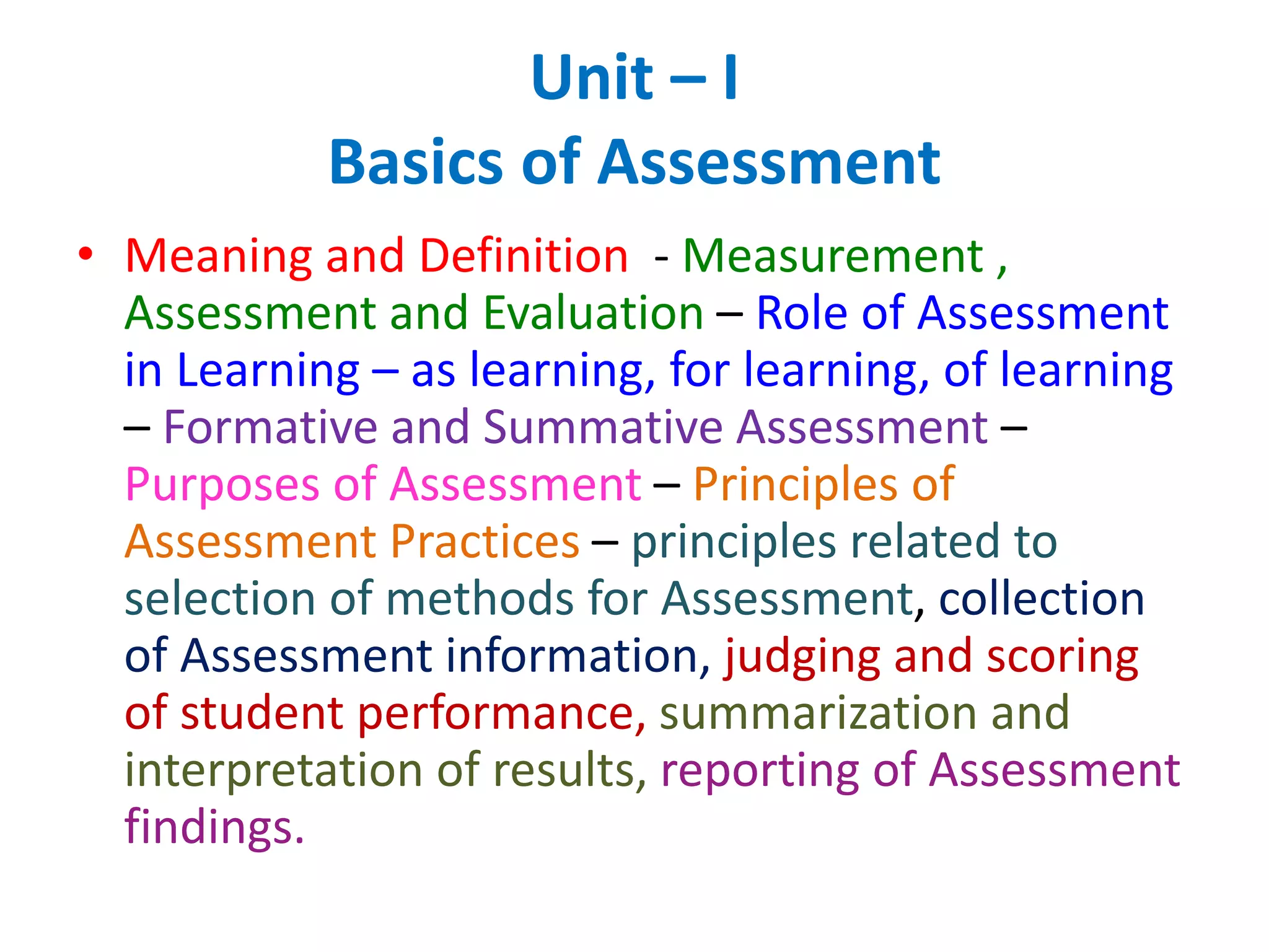 Basics of Assessment | PPTX