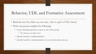 UDL and Assessment for Assessment and Learning | PPTX