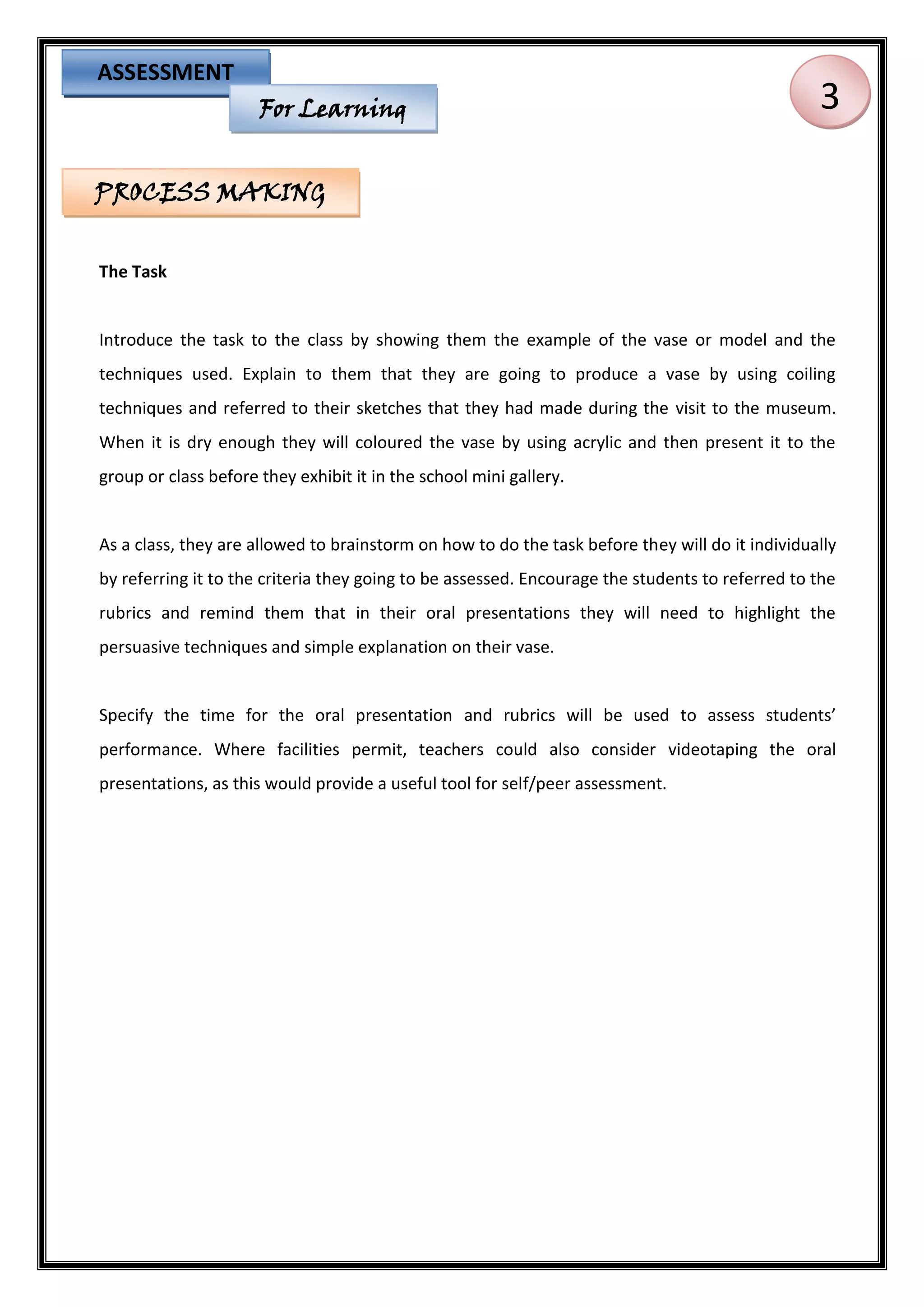 Assessment for learning art | DOCX