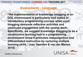 Assessment for learning at an ODeL institution | PPT