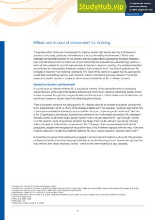 Assessment For Learning Effects And Impact | PDF | Professional School ...