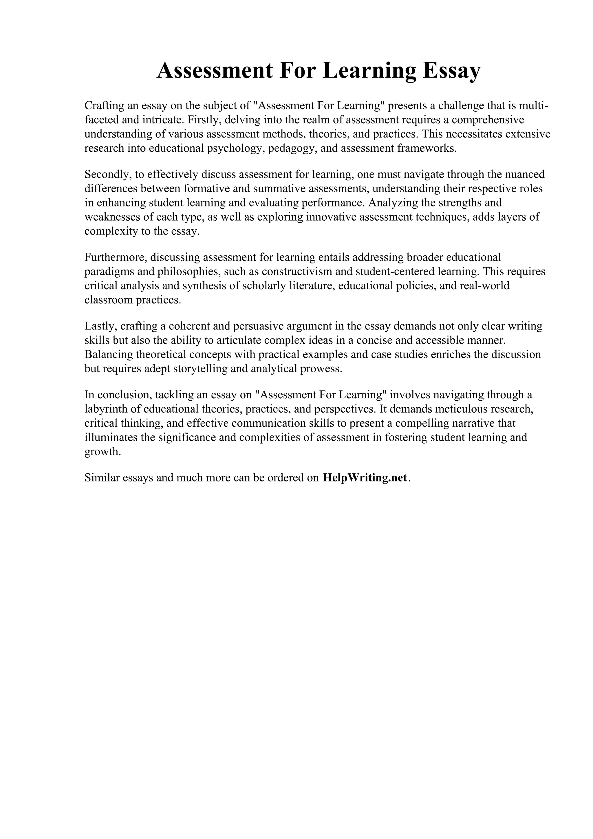 Assessment For Learning Essay.pdf