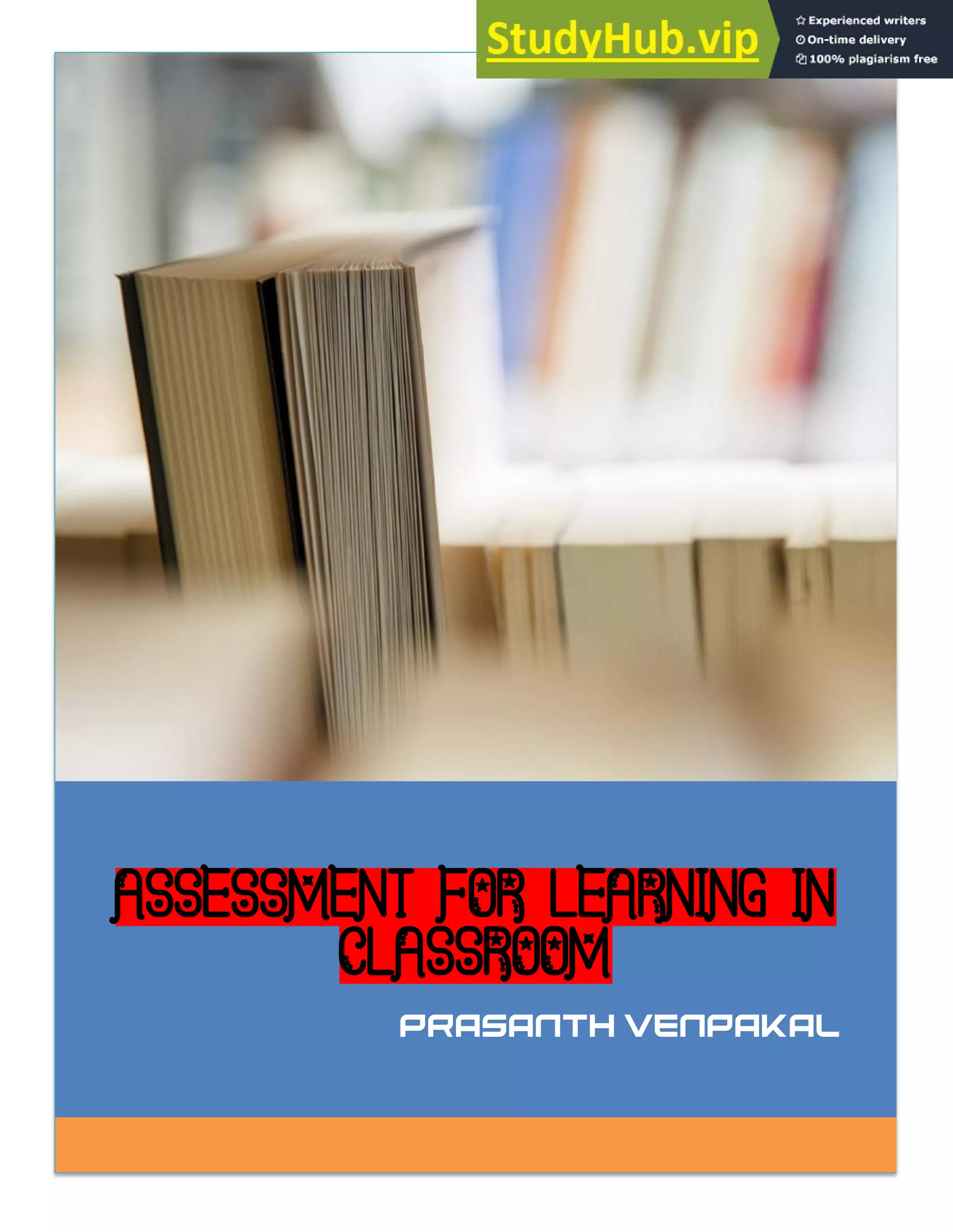 Assessment For Learning In Classroom Pdf