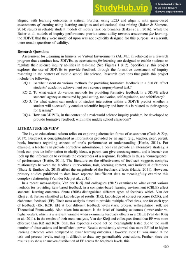 Assessment For Learning In Immersive And Virtual Environments Evidence-Centred Game Design In ...