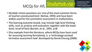 Assessment For Learning Using Multiple Choice Questions | PPT
