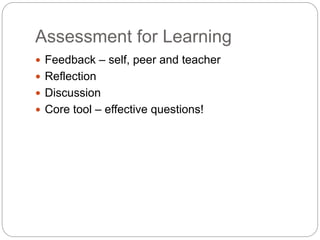 Assessment for learning with rubrics | PPTX
