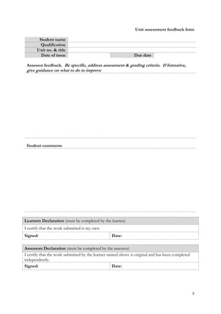 Assessment form blank | DOCX | Educational Assessment | Education