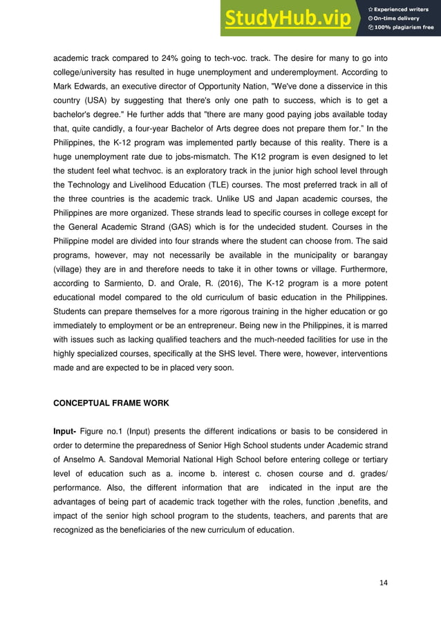 ASSESSMENT FOR THE PREPAREDNESS OF SENIOR HIGH SCHOOL STUDENTS UNDER ...