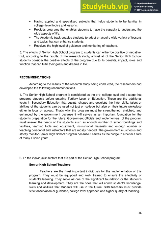 ASSESSMENT FOR THE PREPAREDNESS OF SENIOR HIGH SCHOOL STUDENTS UNDER ...
