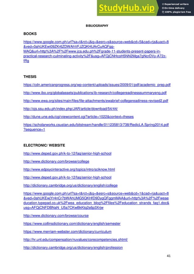 ASSESSMENT FOR THE PREPAREDNESS OF SENIOR HIGH SCHOOL STUDENTS UNDER ...