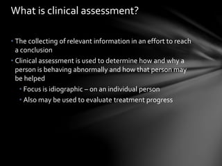 Assessments in clinical settings | PPTX