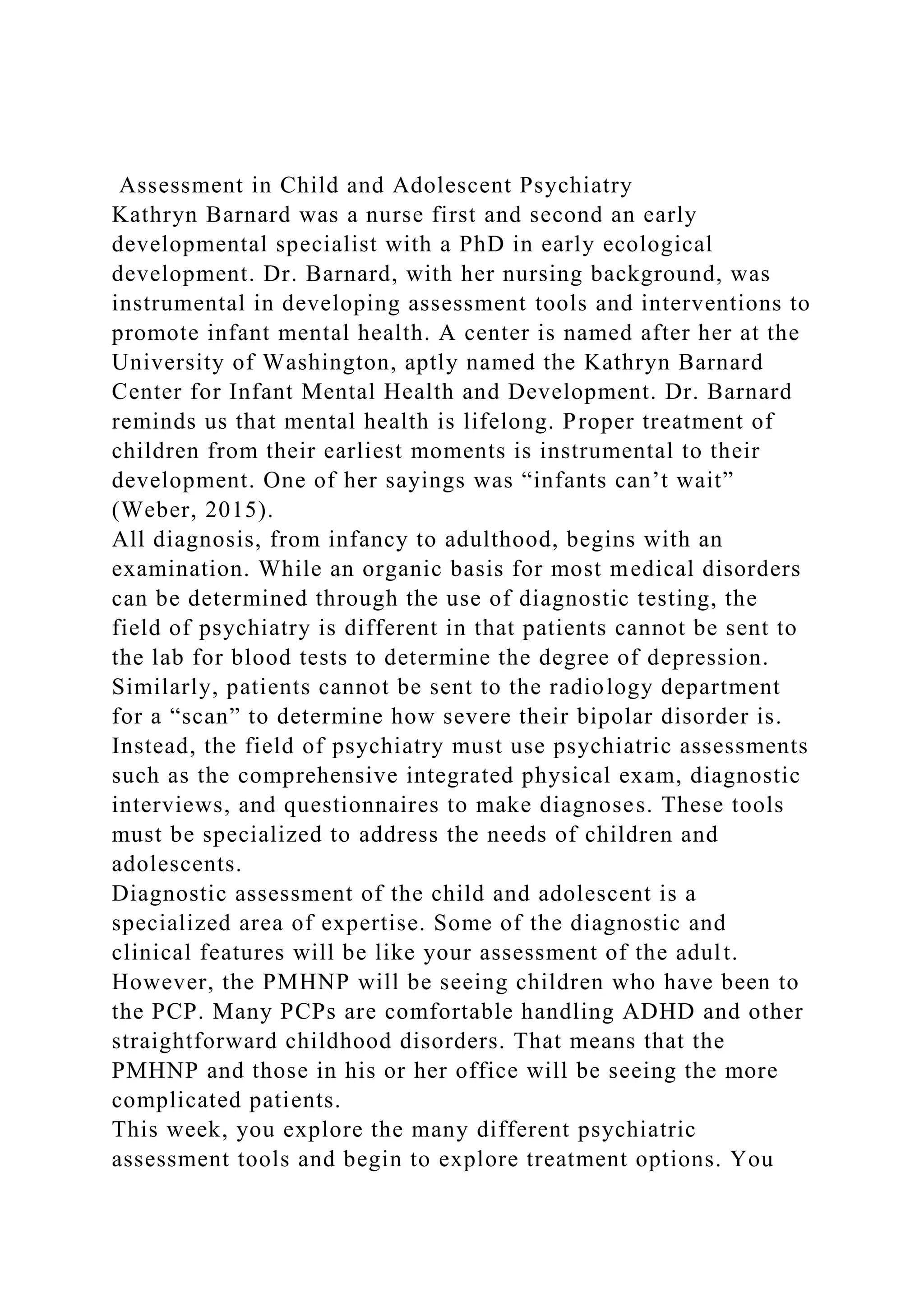Assessment in Child and Adolescent PsychiatryKathryn Barnard wa.docx