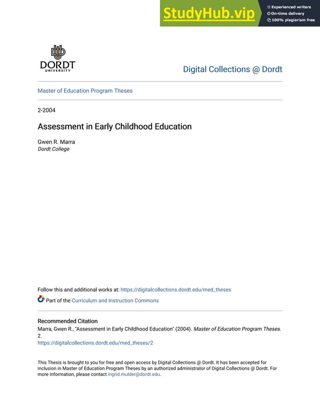 Assessment In Early Childhood Education | PDF