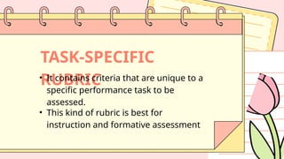 Assessments in learning type of rubrics | PPT