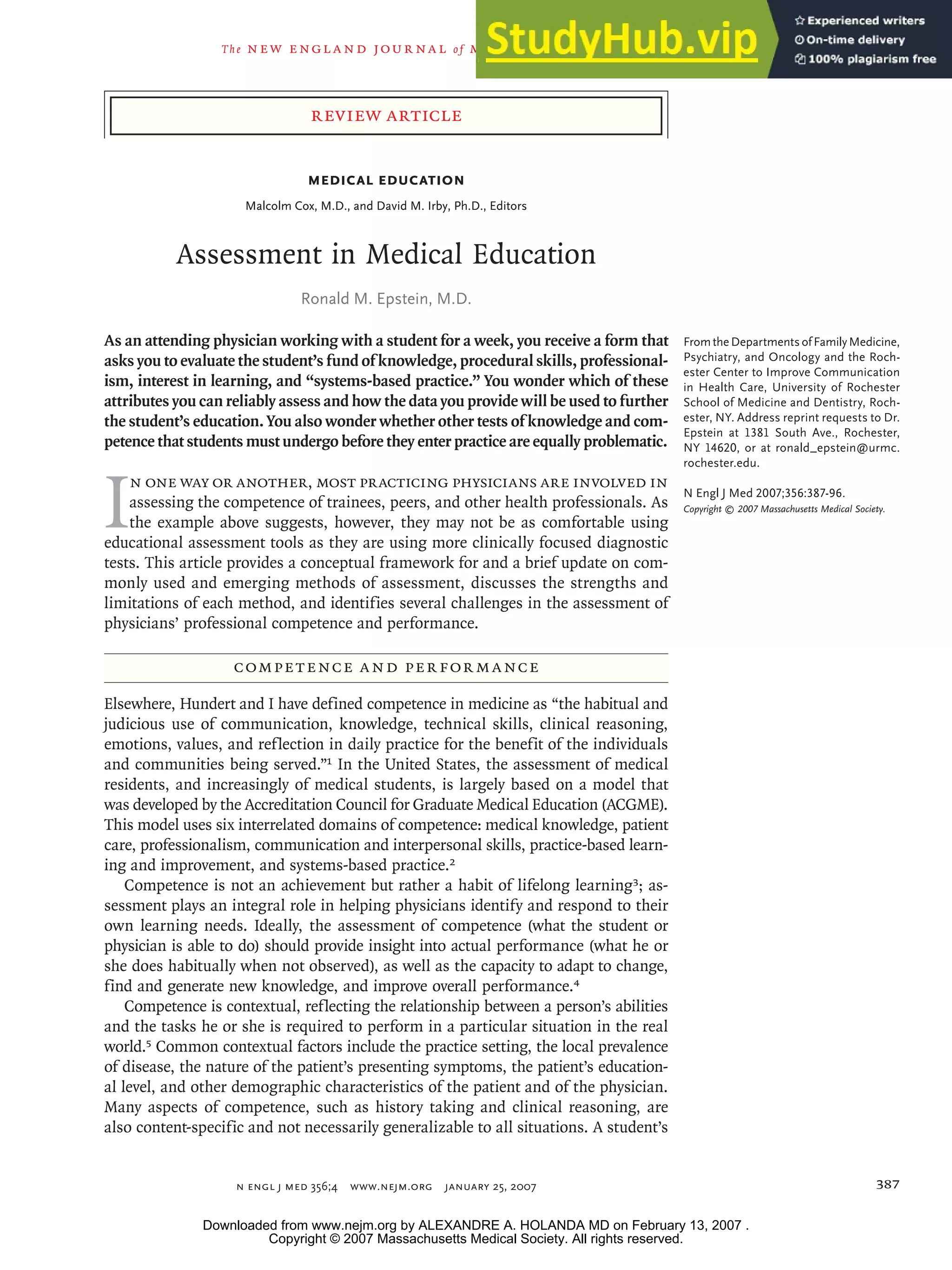 Assessment in Medical Education.pdf