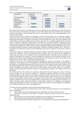 Assessment in primary school mathematics classrooms in nigeria | PDF