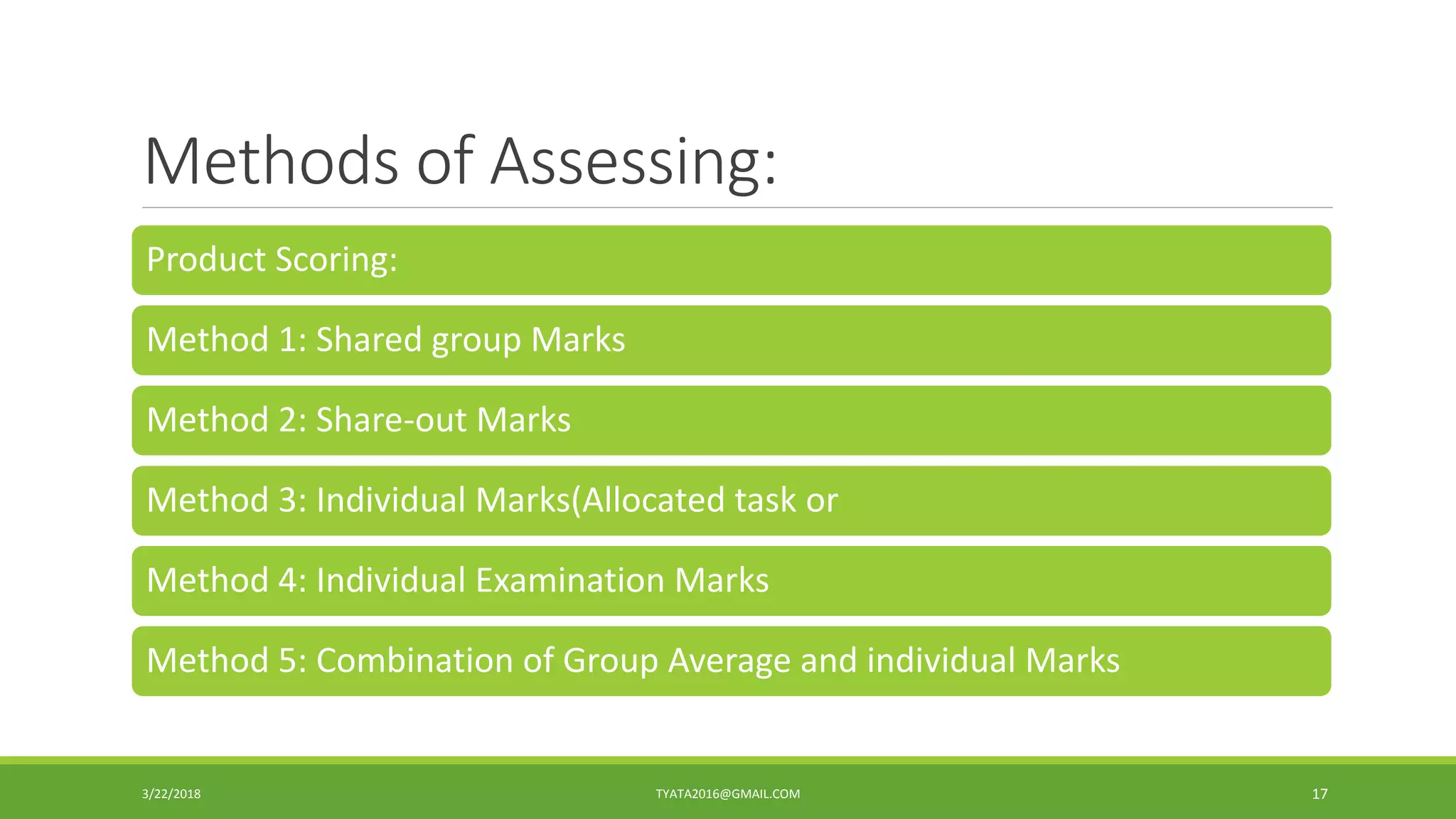 Assessment in project based learning[PBLA] | PPTX