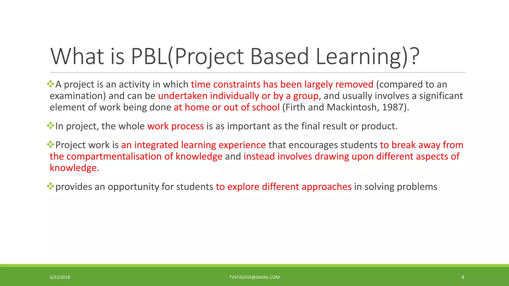 Assessment in project based learning[PBLA] | PPTX