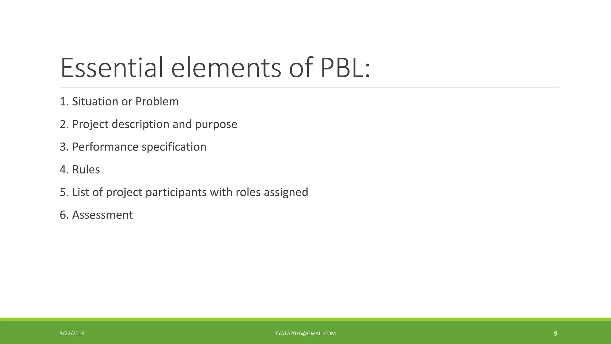 Assessment in project based learning[PBLA] | PPTX