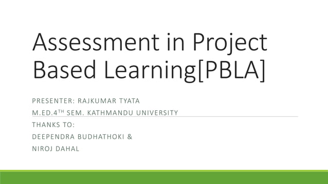 Assessment in project based learning[PBLA] | PPTX | Resume Writing and ...