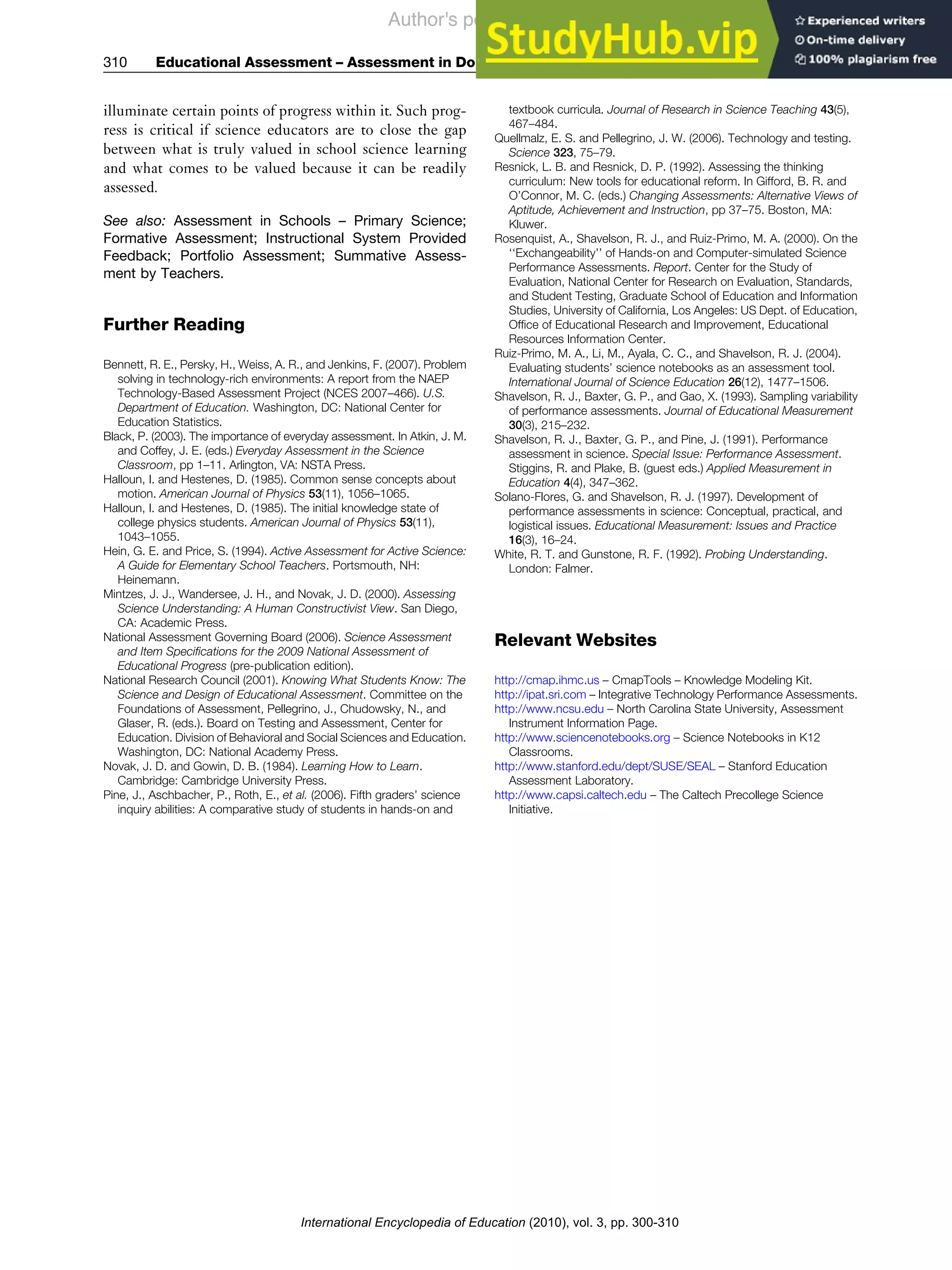 Assessment In Schools Secondary Science | PDF