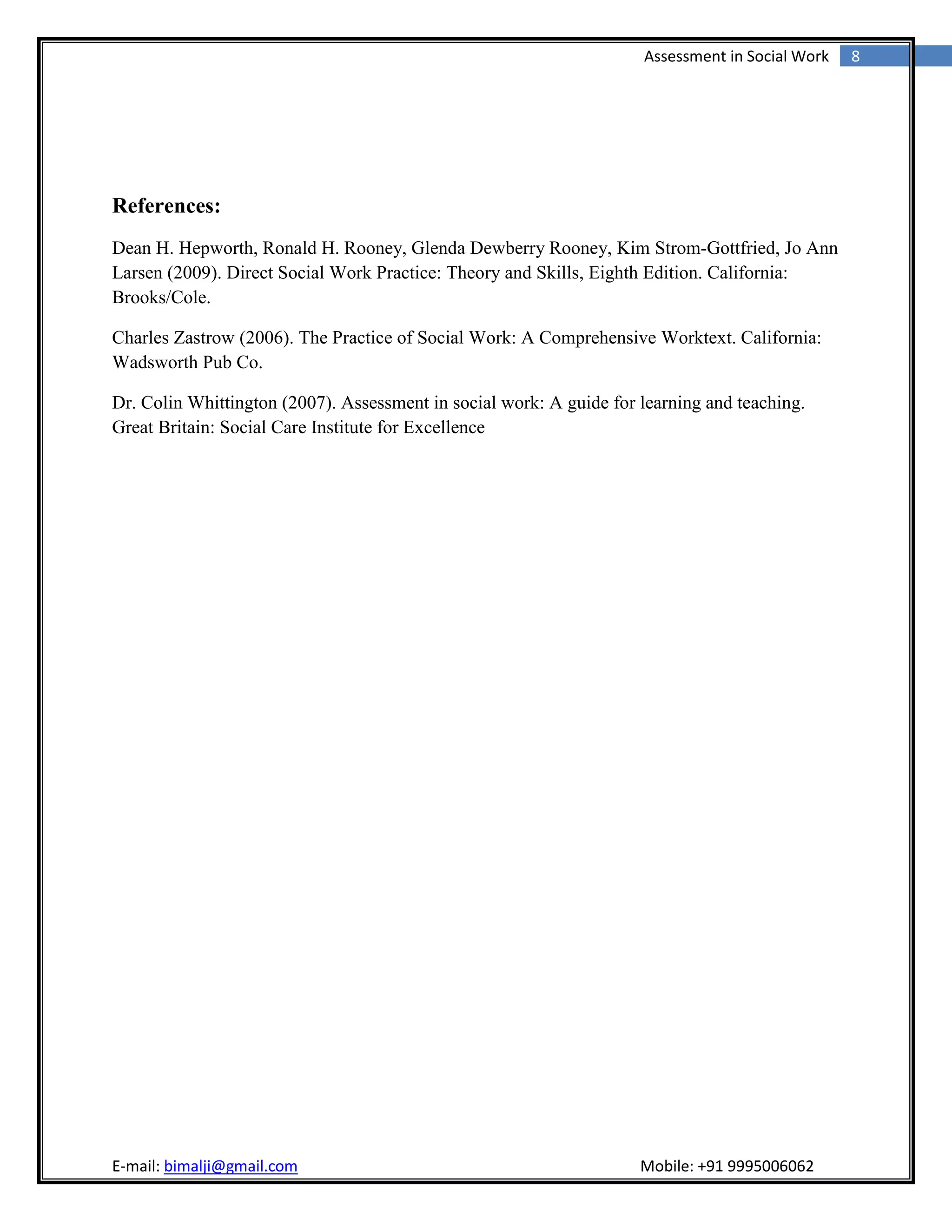 Assessment in social work | DOCX