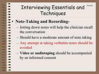 Assessment interview general characteristics | PPT