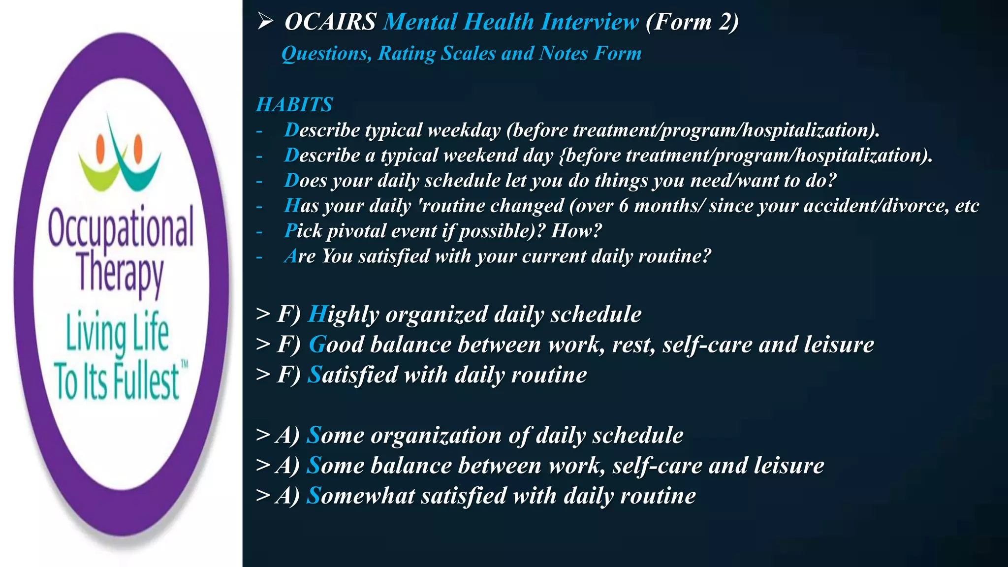 Assessment interview and rating scale mental health | PPTX