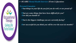 Occupational Therapy Assessment Interview and Rating Scale Mental ...