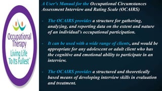Occupational Therapy Assessment Interview and Rating Scale Mental ...