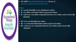 Occupational Therapy Assessment Interview and Rating Scale Mental ...