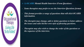 Occupational Therapy Assessment Interview and Rating Scale Mental ...