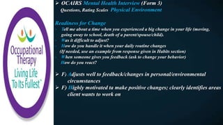 Occupational Therapy Assessment Interview and Rating Scale Mental ...