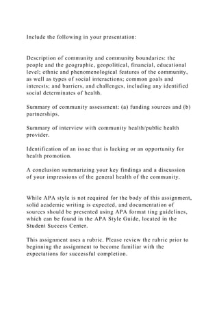 AssessmentInterviewSelect a community of interest in your regio.docx