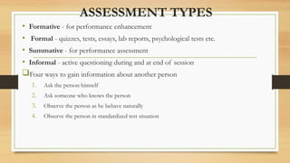 assessment intro for learning purpose it | PPT