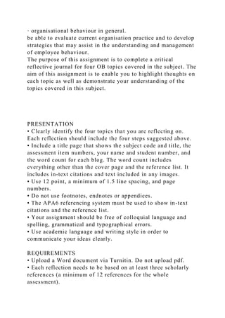 Assessment item 3 - Critical Reflective BlogsValue 45 Length.docx