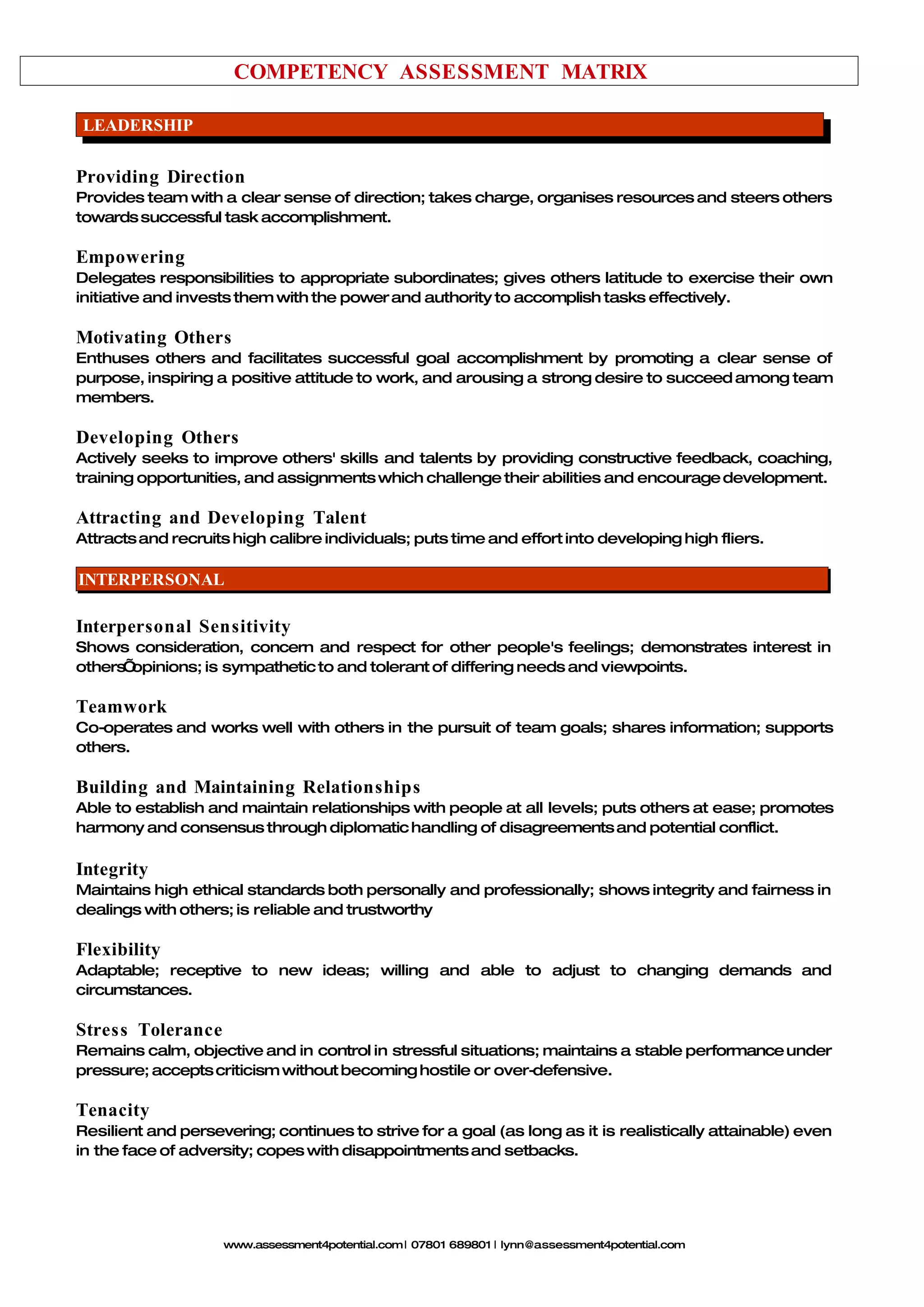 Assessment matrix | DOC