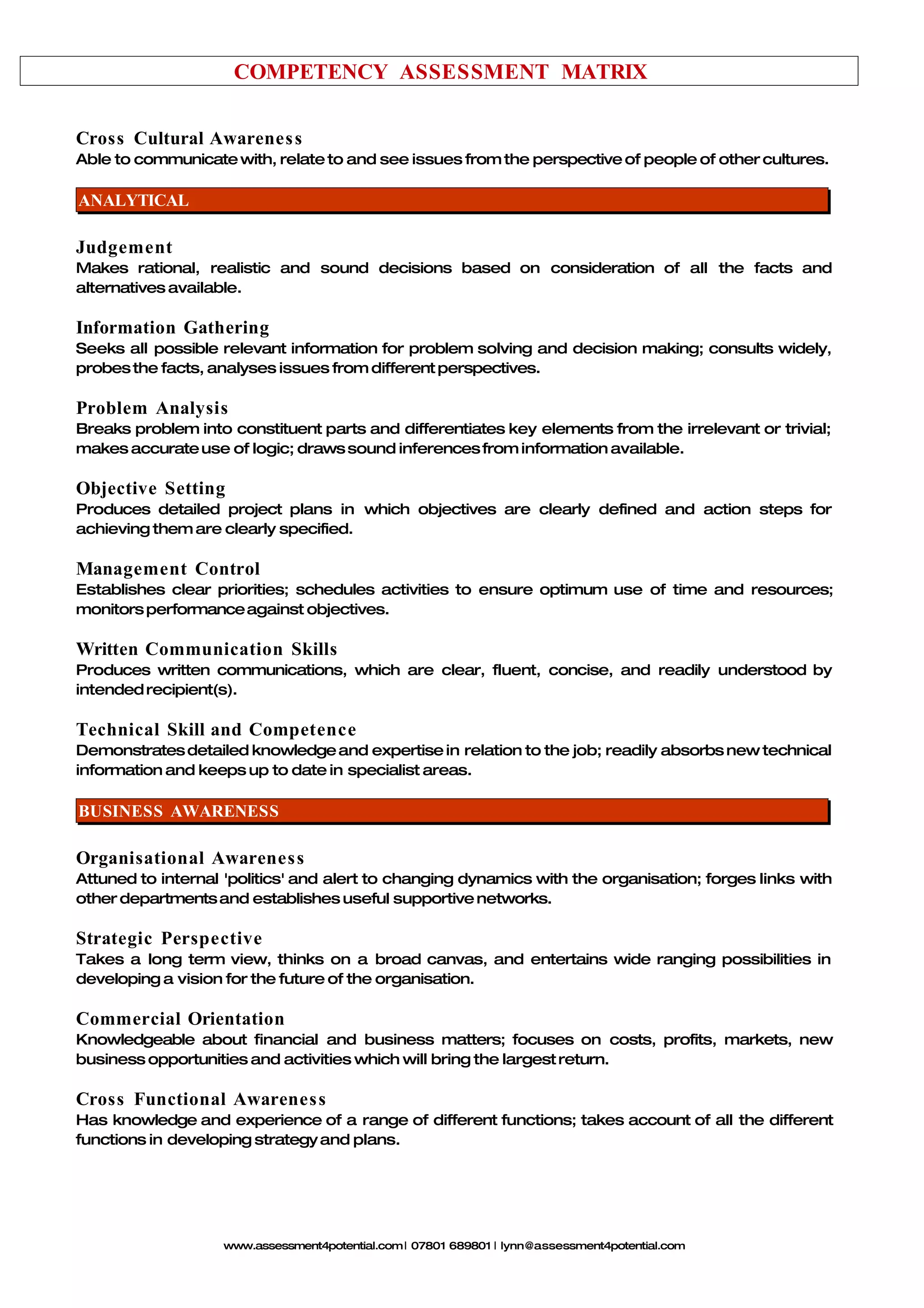 Assessment matrix | DOC