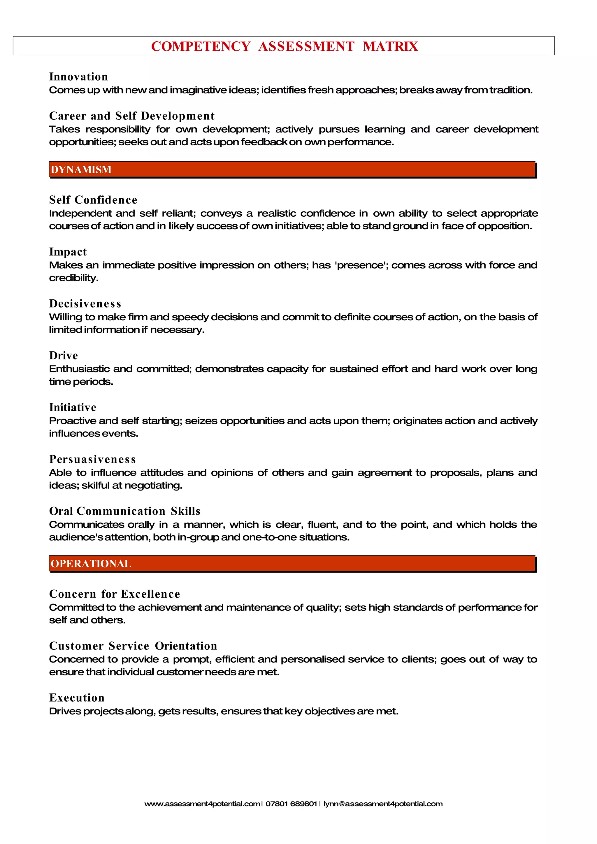 Assessment matrix | DOC