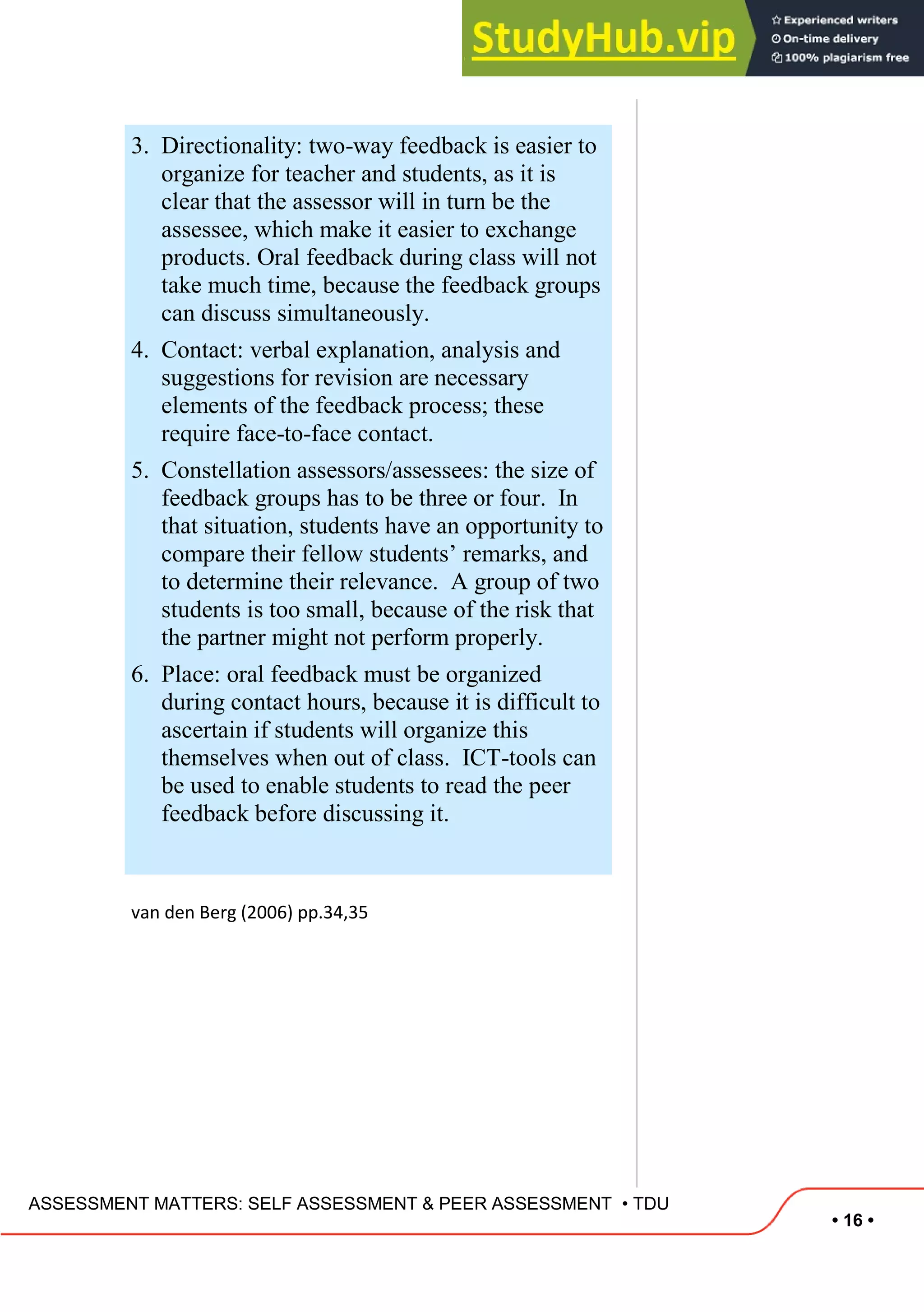 Assessment Matters Self-Assessment And Peer Assessment Teaching ...