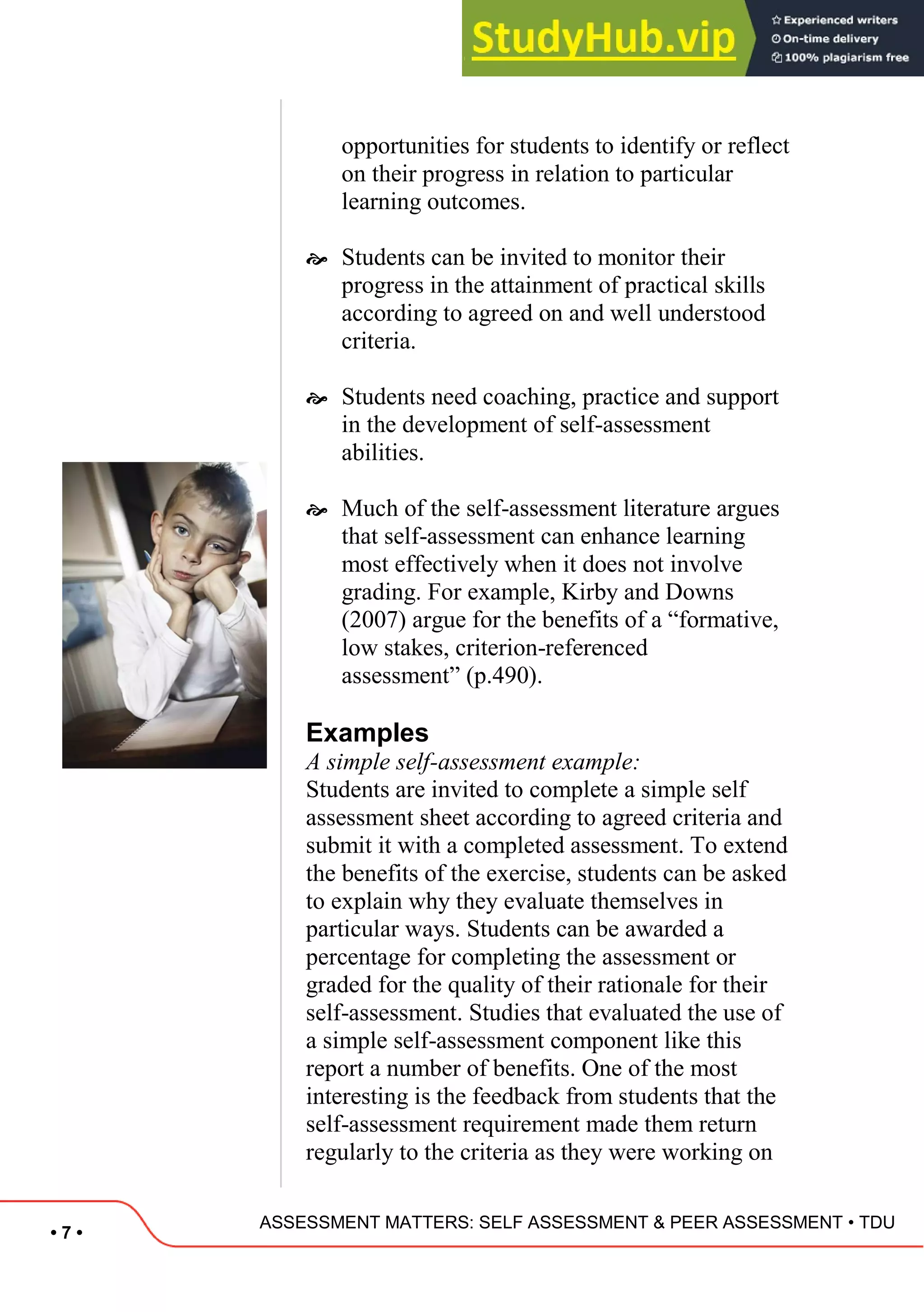 Assessment Matters Self-Assessment And Peer Assessment Teaching ...