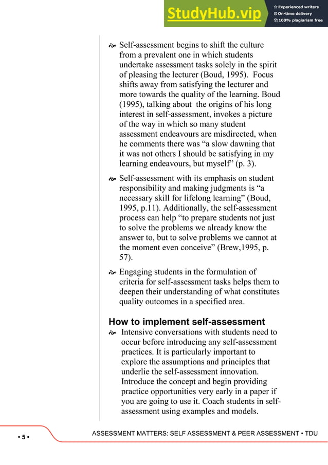 Assessment Matters Self-Assessment And Peer Assessment Teaching ...