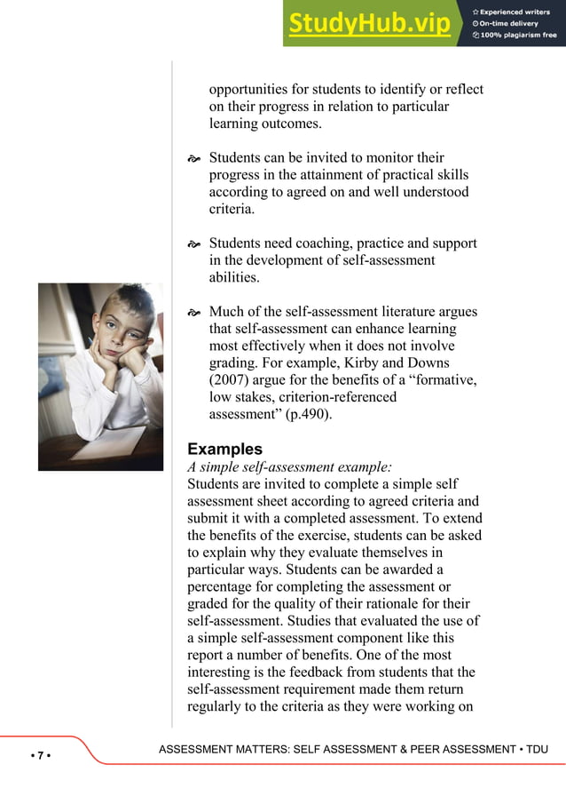 Assessment Matters Self-Assessment And Peer Assessment Teaching Development W Hanga Whakapakari ...