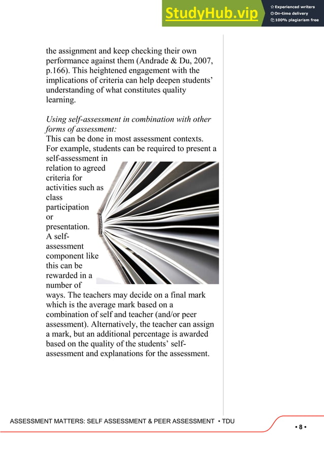 Assessment Matters Self-Assessment And Peer Assessment Teaching ...