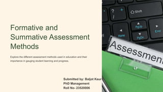 Summative & Formative Assessment Methods | PPTX